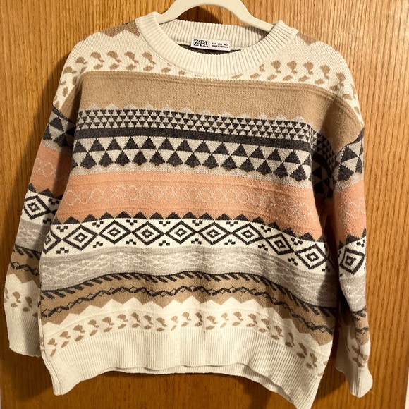 Zara | Sweaters | Zara Knit Sweater Geometric Pattern | Poshmark